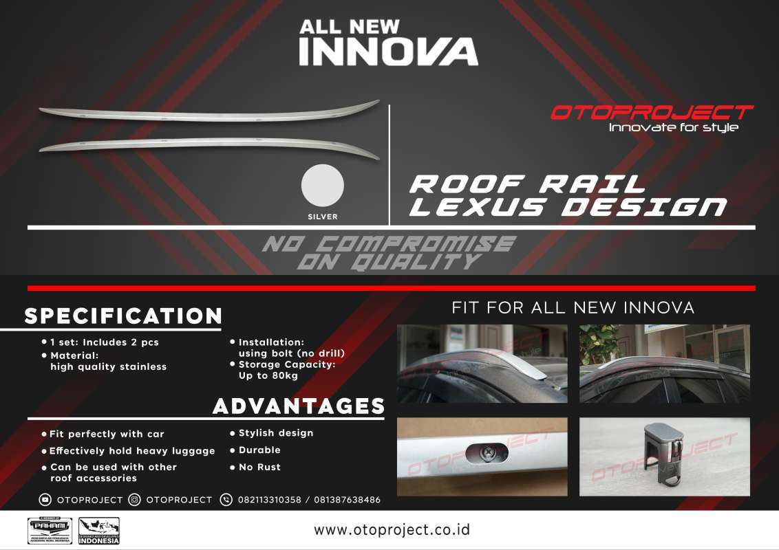Jual ROOF RAIL TOYOTA ALL NEW INNOVA 2016 LEXUS DESIGN - SILVER di ...