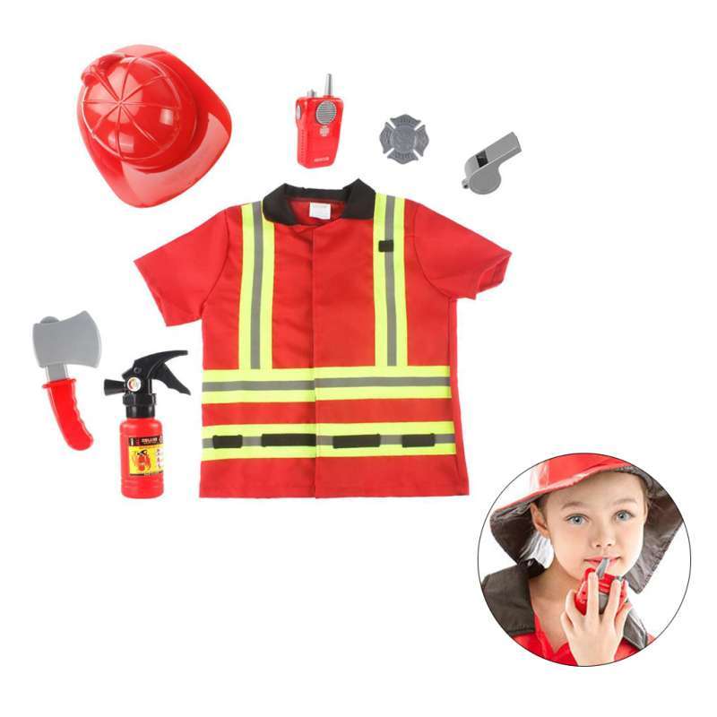 Promo Fireman Costume Firefighter Rescue Tools Pretend Play Educational ...
