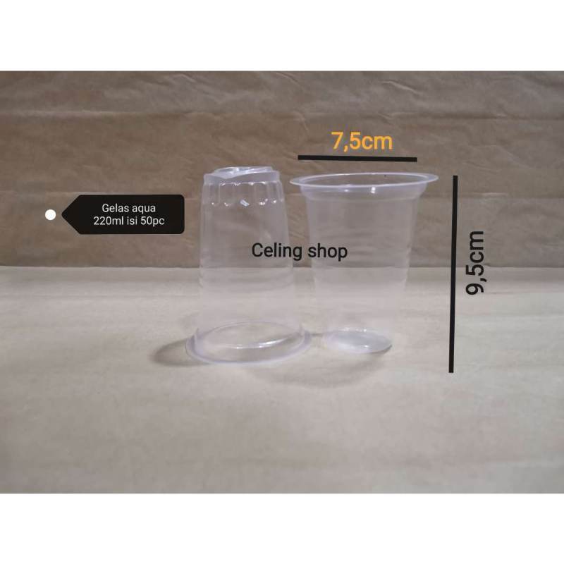 Promo gelas plastik AQUA KOPI cup bening es 220ml MURAH sekali pakai ...