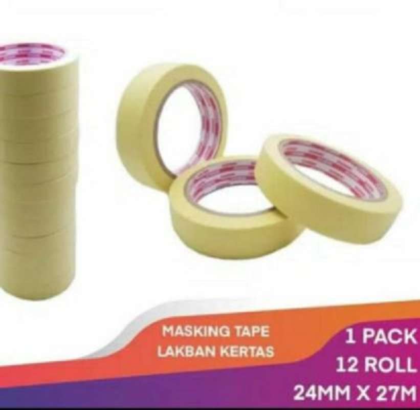 Jual Lakban kertas masking tape sazanami 1inch 27m lakban atk ...