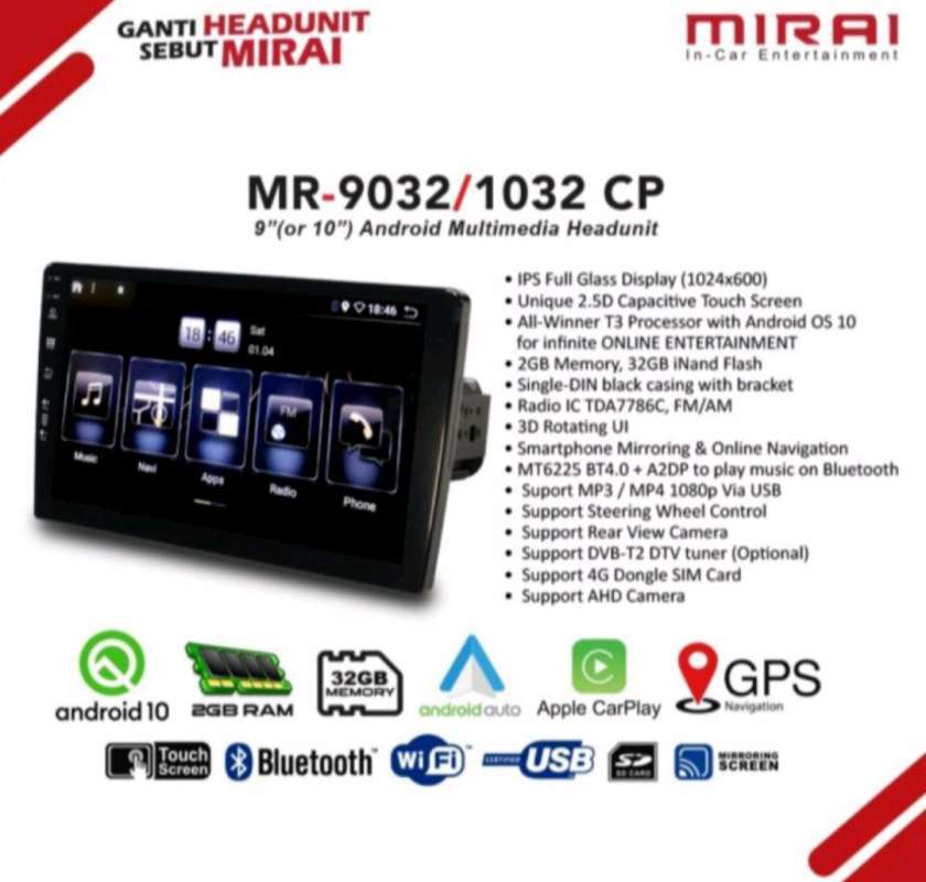 Promo Mirai 9032 Cp Head Unit Android 9 Inch / Mirai Mr 9032 Cp Diskon ...