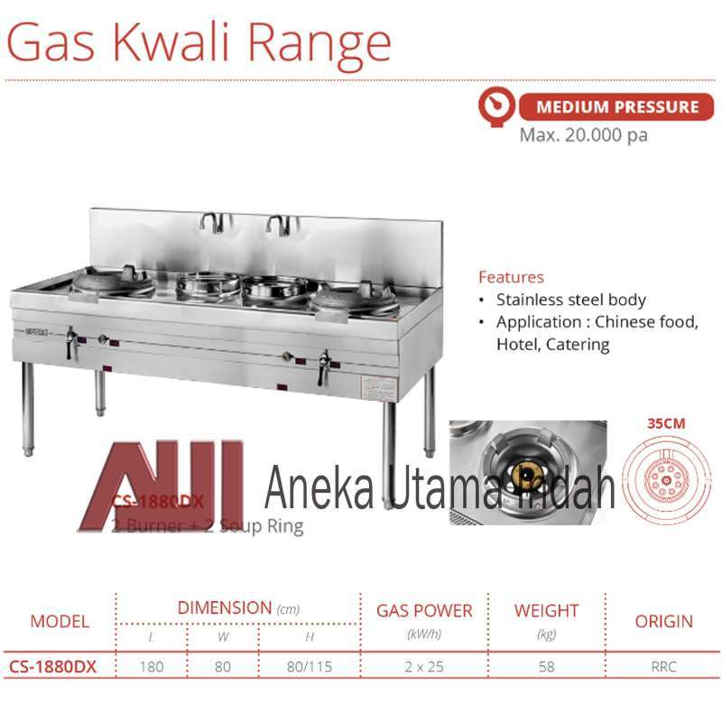 Jual Getra Cs-1880dx Gas Kwali Range 2 Tungku + 2 Soup Ring Kompor Standart Resto Medium ...
