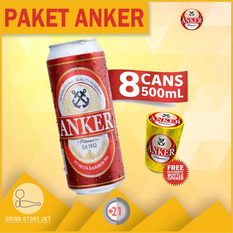 Jual Anker Bir [8 Kaleng/ 500 mL] Free Automatic Bottle Opener di ...
