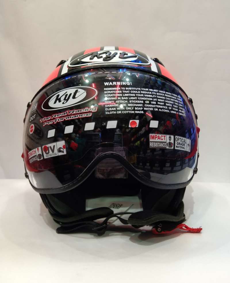 Jual HELM KYT ELSICO SUPER FLUO #1 RED FLUO BLACK HELM KYT HALF FACE ...