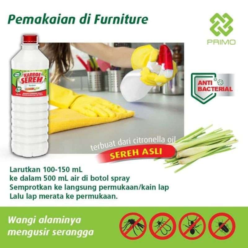 Jual Primo Karbol Sereh 700 Ml Konsentrat Citronella Asli Pouch - - Di ...