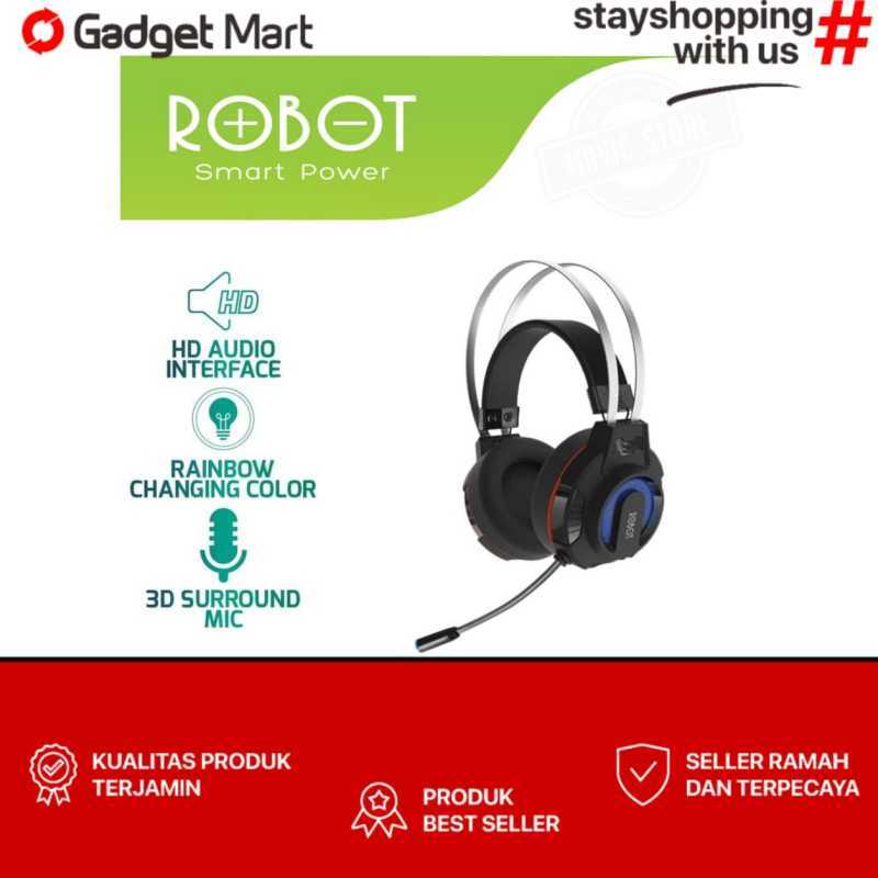 Jual Headphone Gaming HP Robot RH-G20 Wired Headset Black With 7 Warna ...