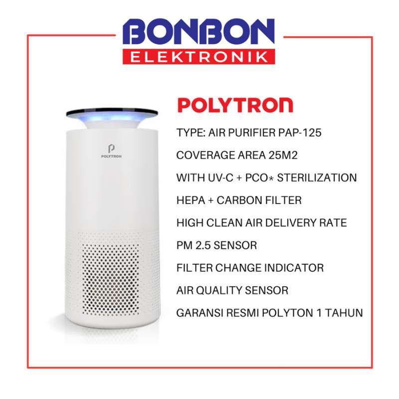 Jual Polytron Air Purifier PAP-125 with HEPA UV Sterilizer Up 25m2 di ...