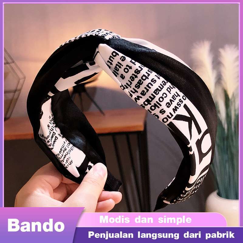 Jual Bando Gaya Retro Motif Huruf Warna Kombinasi Ala Korea Aksesoris ...