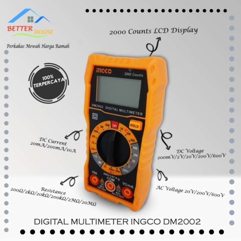Jual Digital Multimeter Multitester Multi tester INGCO DM2002 di Seller ...