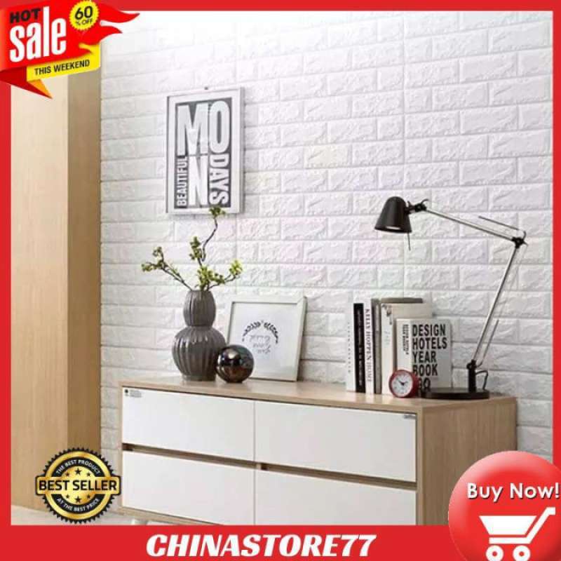 Jual Stiker Dinding 3D Wallpaper Dinding Embosed Model Bata Putih ...