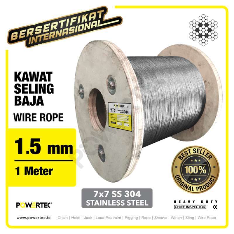 Jual Wire Rope - Kawat Seling Baja 7x7 SS 304 1.5mm POWERTEC - 1 Meter di Seller Powertec ...
