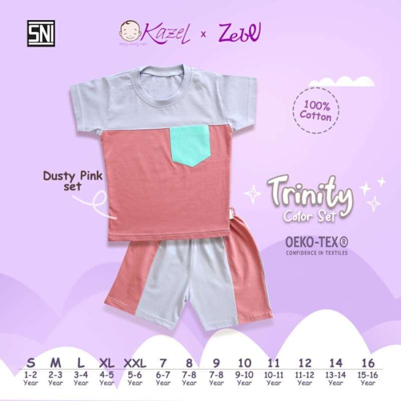 Jual Kazel Trinity Set - Setelan Pendek Anak Color Set 0-5 Tahun isi 1stel - Dusty Pink Set XL ...