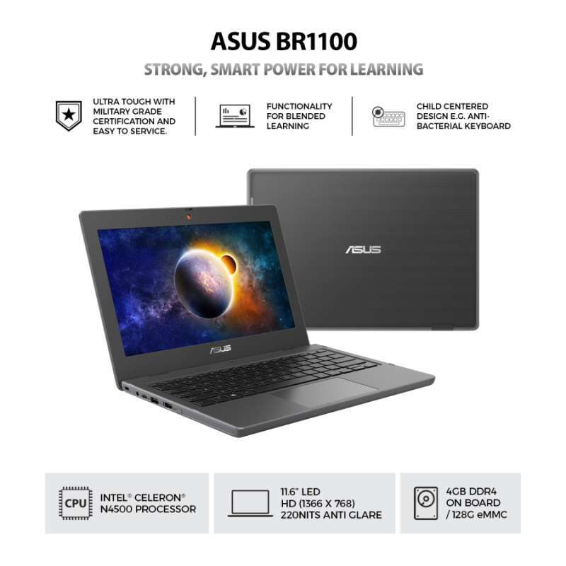 Jual Asus Br1100cka-gj0411t - Notebook [ Intel Celeron N4500 1.1 Ghz/win10 Home/11.6-inch Hd/uma ...
