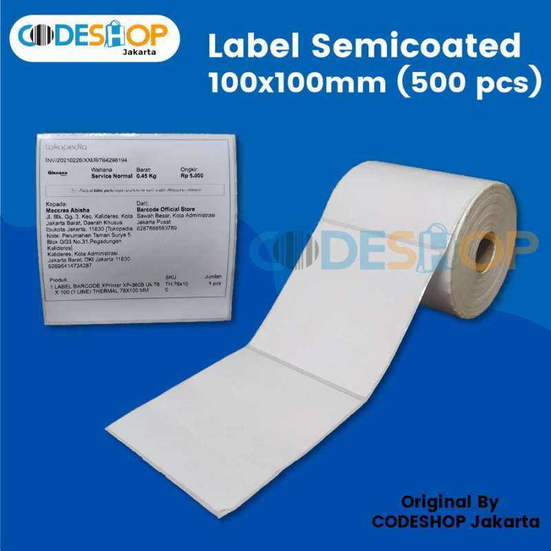 Jual Label Sticker Barcode 100mm X 100mm (1 Line) Semicoated Isi 500 ...