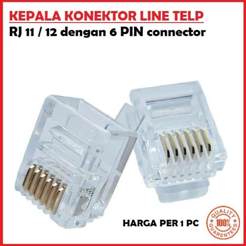 Jual CONNECTOR RJ 11 6 PIN Konektor Line Telepon kepala kabel line telp ...