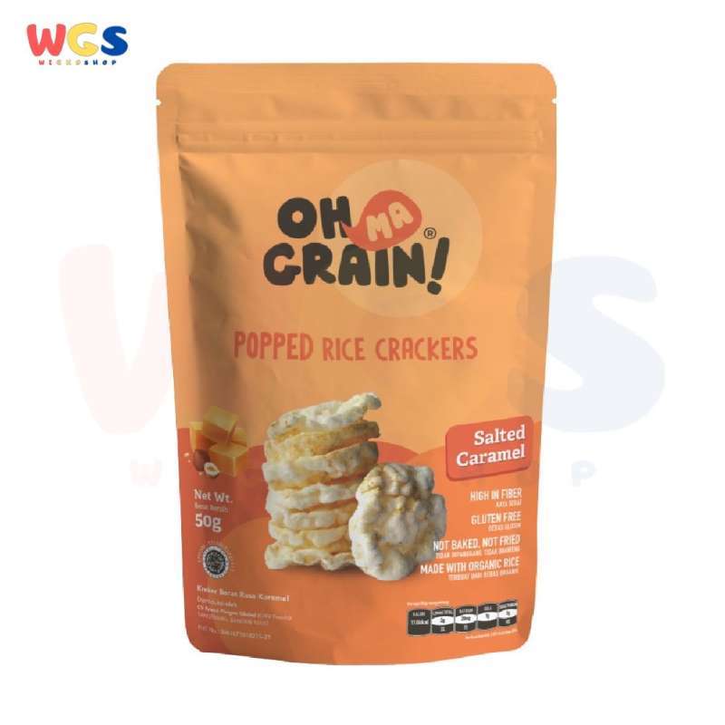Jual Oh Ma Grain Organic Popped Rice Cracker Salted Caramel Gluten Free ...