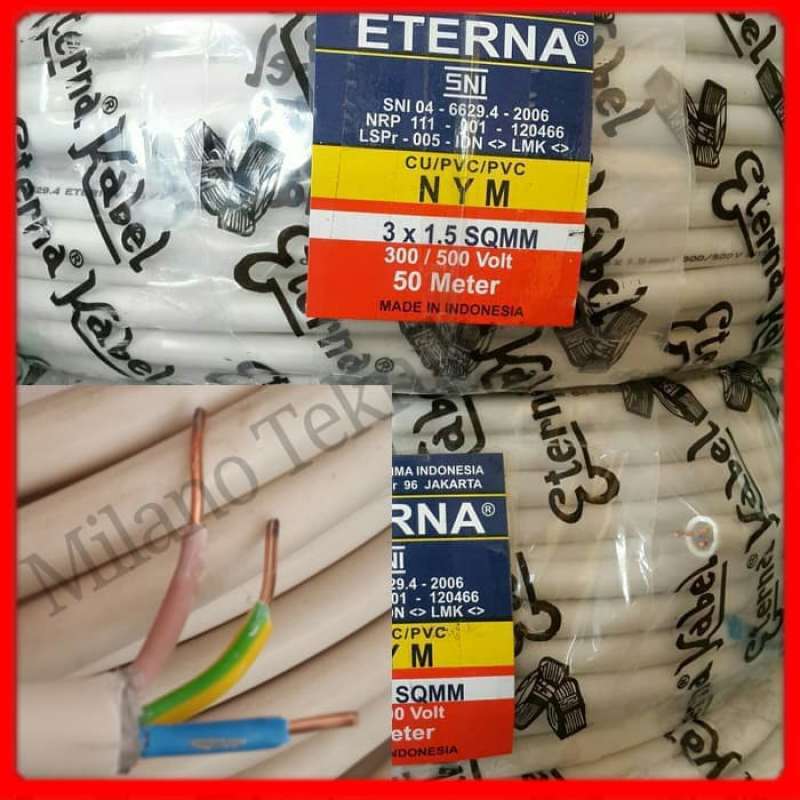 Jual KABEL ETERNA 3 x 1.5 MM 50 METER / KABEL LISTRIK ETERNA 3 X 1.5 MM ...