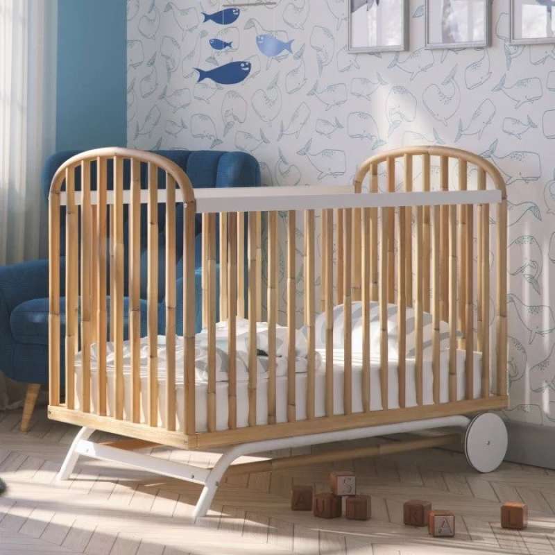 Jual Theo Bebe Delphy Rattan Bed Natural & White Colour Baby Box Di ...