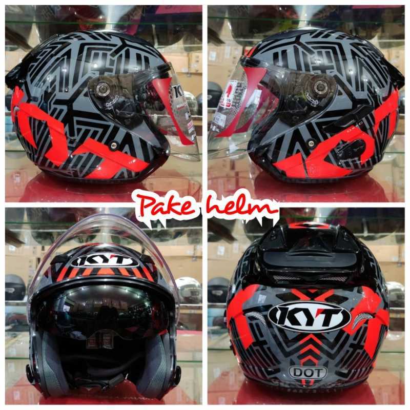 Jual HELM KYT GALAXY FLAT R NEON GREY RED FLUO KYT HALF FACE KYT DOUBLE ...