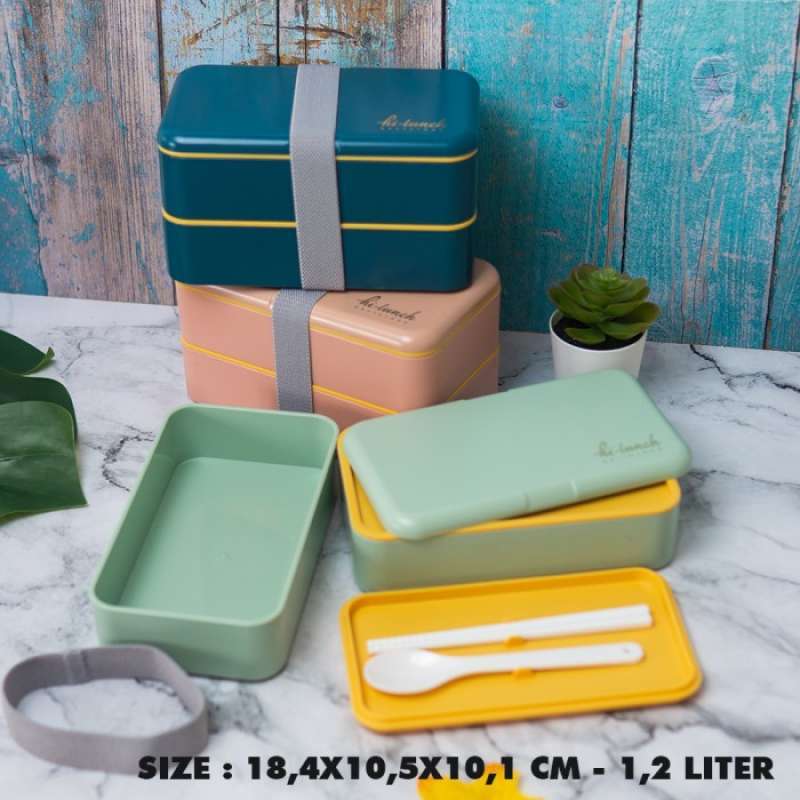 Jual BEST PROMO LUNCH BOX SET DENGAN CUTLERY TEMPAT KOTAK MAKAN HI ...