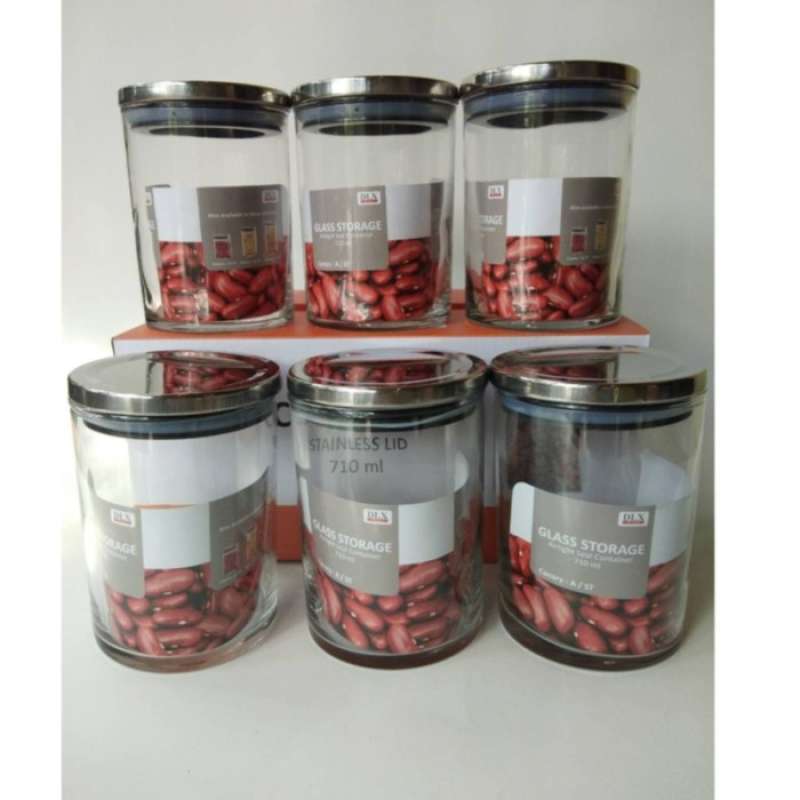 Jual BEST PROMO TOPLES KACA CANARY KEDAP UDARA SET 6 PCS UK 710 ML TUTUP STAINLESS di Seller ...