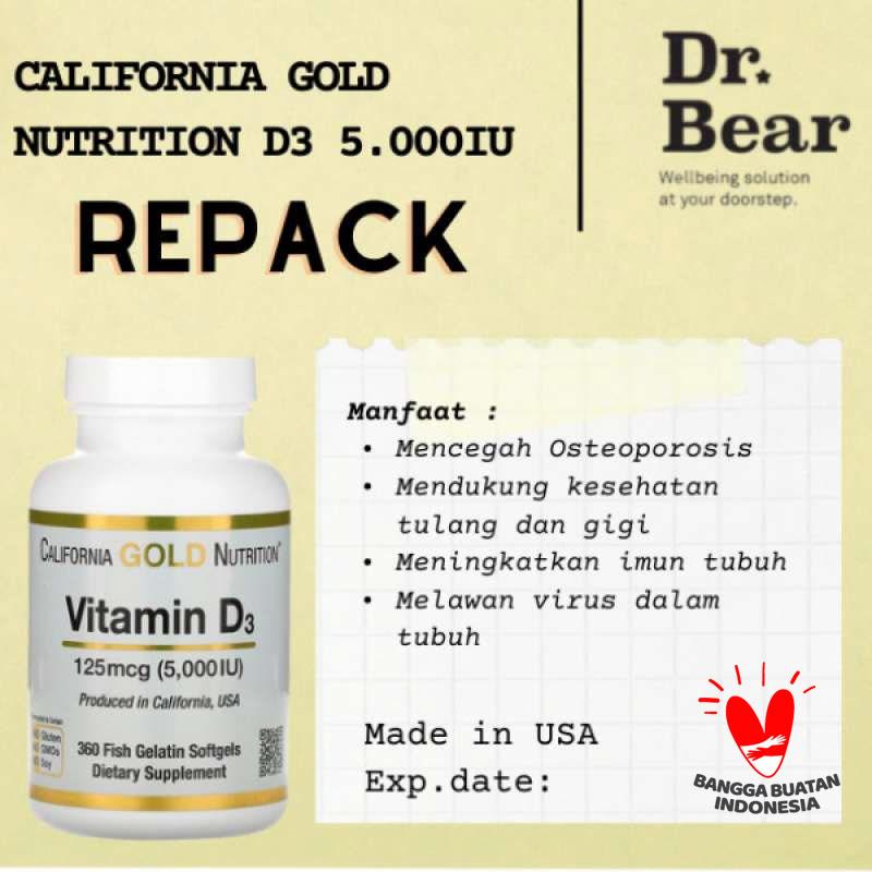 Jual Repack California Vit D3 5000IU 30softgel di Seller Dr. Bear ...