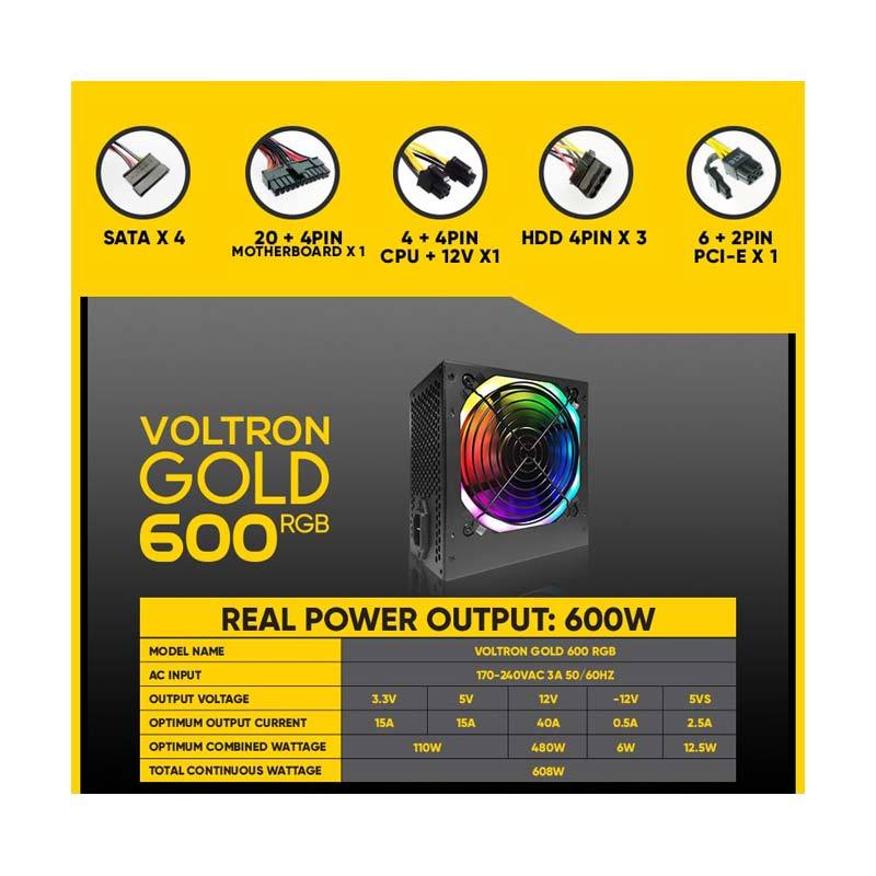 ph&co | PC Depot. ARMAGGEDDON VOLTRON GOLD 600W RGB POWER SUPPLY VOLTRON GOLD 600 RGB