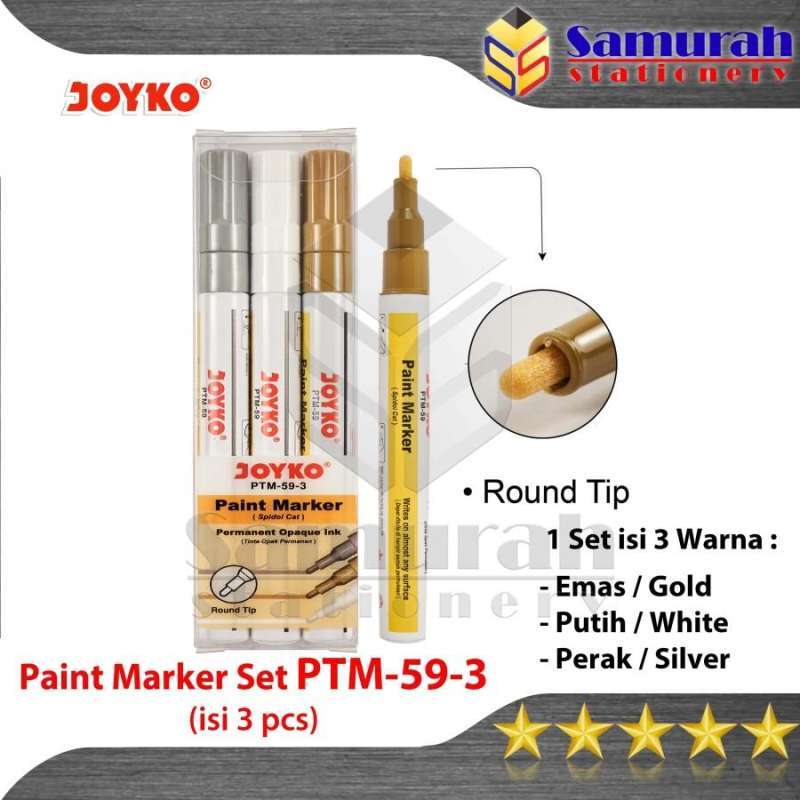Jual Spidol Paint Marker Joyko PTM 59 - 1 Set isi 3 Warna Putih - White ...