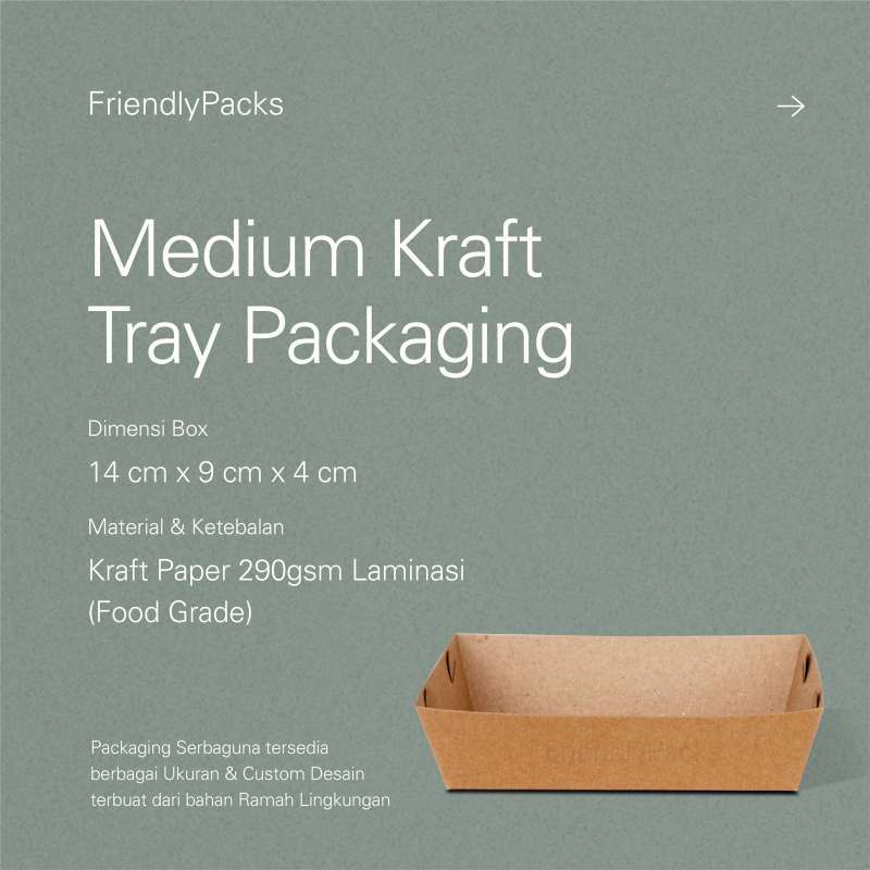 Jual Medium Tray Paper Kraft Packaging / Tray Kertas Makanan / French ...