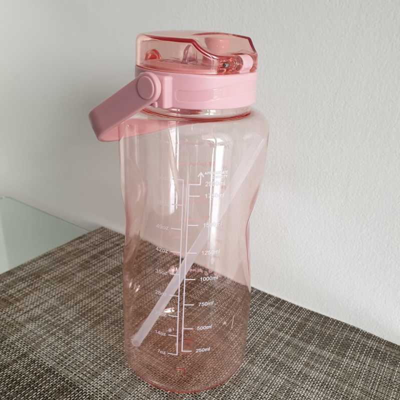 Jual Botol Minum 2 Liter 2000ML BENING Korea VIRAL Botol Motivasi FREE ...