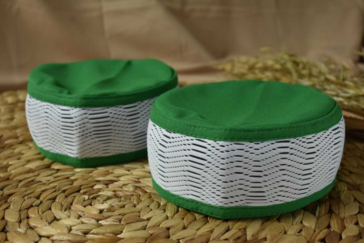 Jual peci kopiah taliban warna hijau mix putih motif ukuran standar ...
