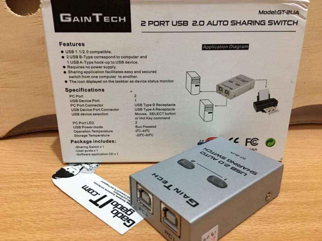 Jual Gaintech Usb Sharing Switch 2 Port Usb 2.0 Auto Switch Printer Sharing Di Seller Gadogadoit ...