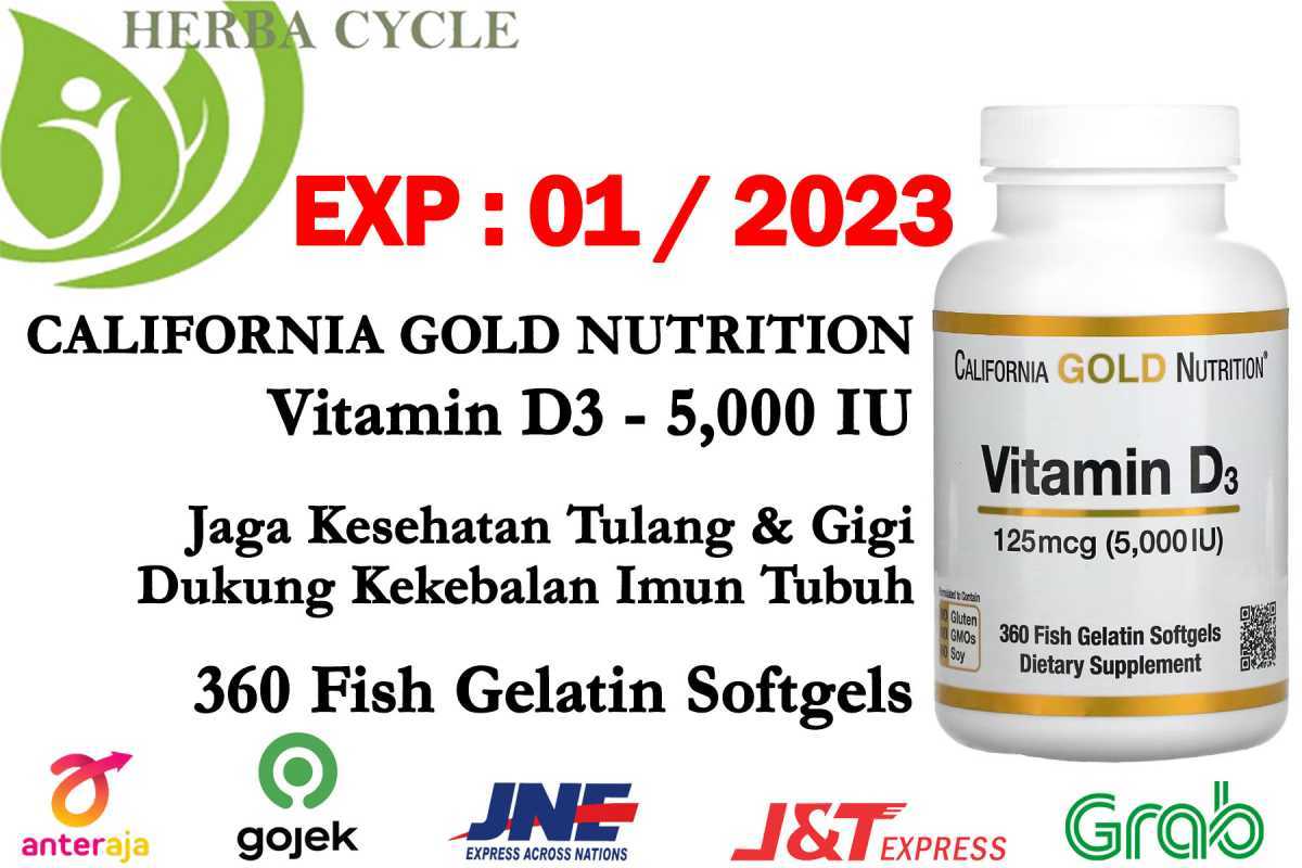 Jual Vitamin D3 125 Mcg 5000 Iu 360 Fish Gelatin Softgels Vit D3 Jaga ...