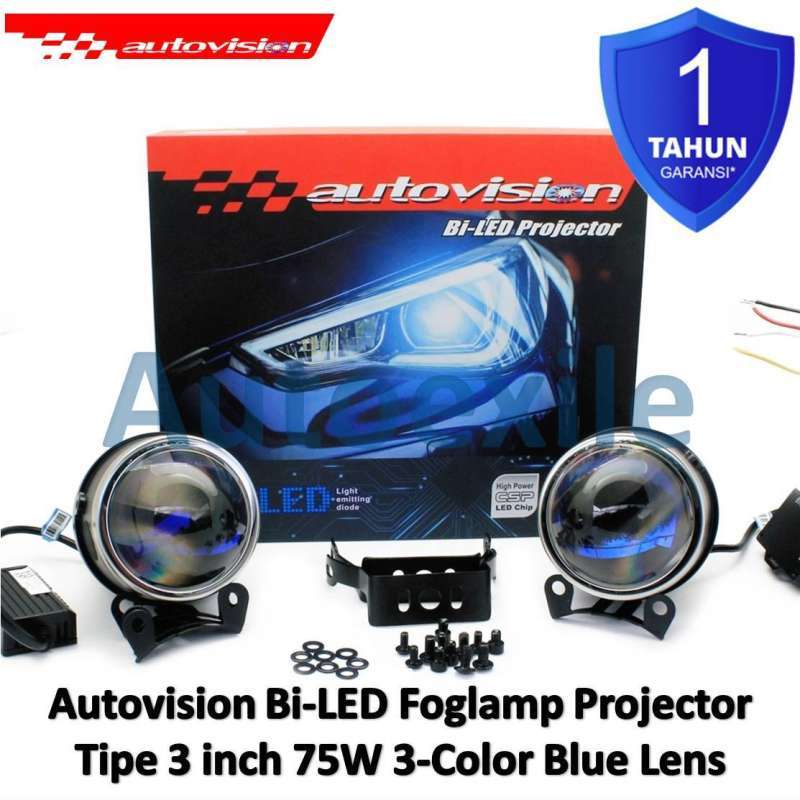 Jual Autovision BiLED Foglamp Projector 3inch 75W 3Warna Putih 5500K ...