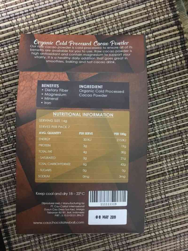 Jual Raw Cacao Powder 200 Gram (organic) Cau Chocolates Bali Di Seller ...