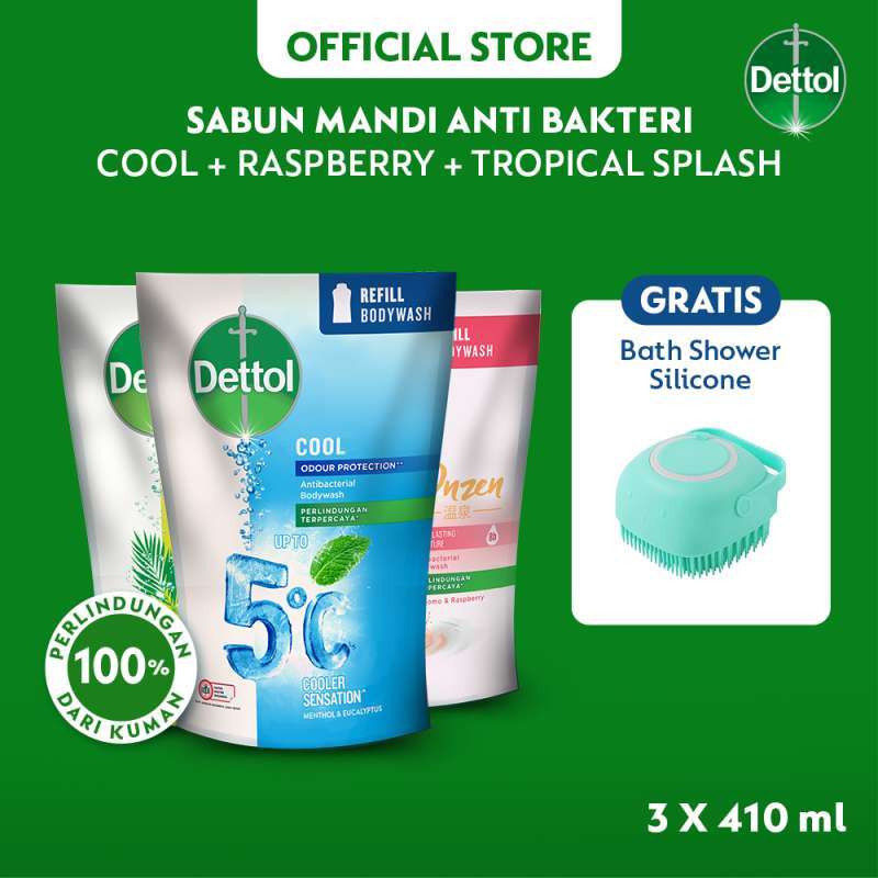Jual Dettol Body Wash 410 G [cool + Raspberry + Tropical Splash] Free ...