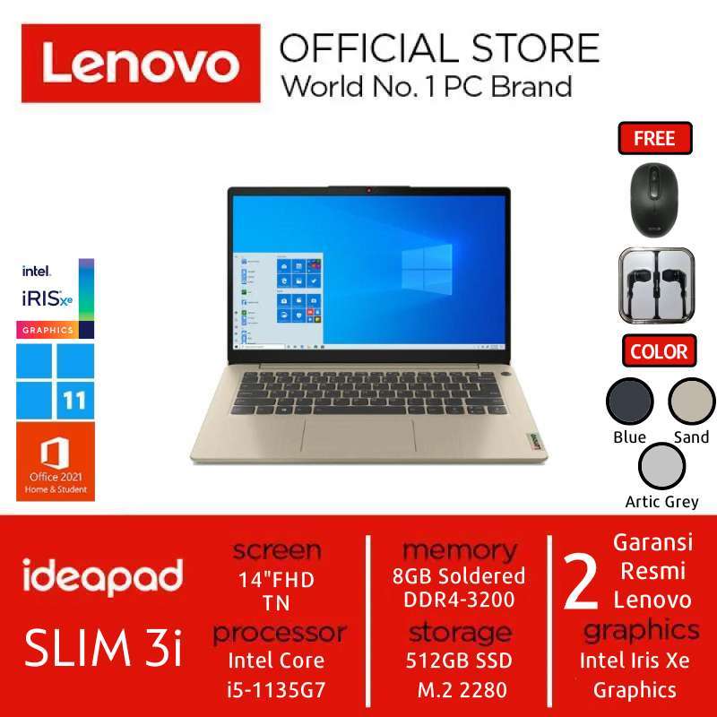 Jual Lenovo IdeaPad Slim 3i 14ITL6 D3ID D4ID D5ID Notebook Core I5 1135G7 8GB 512GB SSD 14 Win