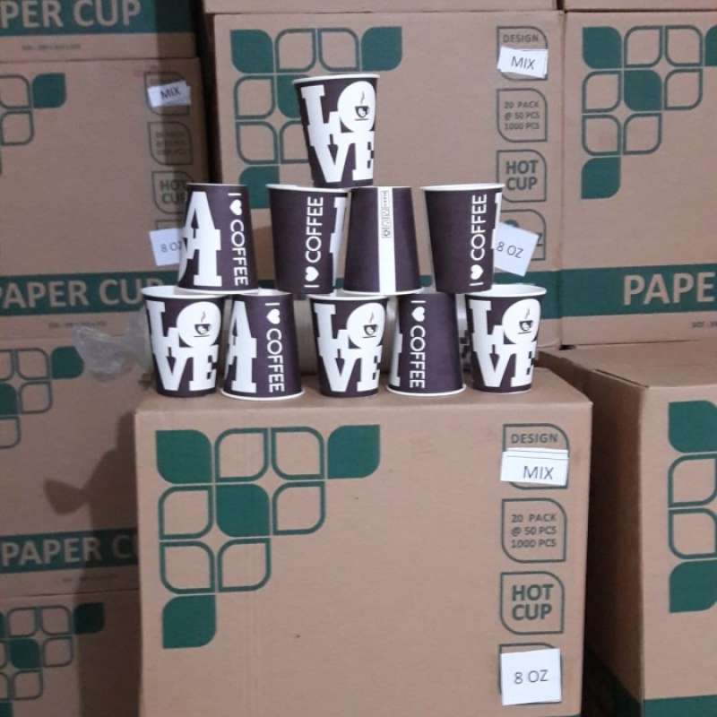Jual Papercup /Paper Cup Coffee Uk 8 Oz ( 1 Dus) Gelas Kertas Kopi/Cup Kopi di Seller GENTASTORE ...