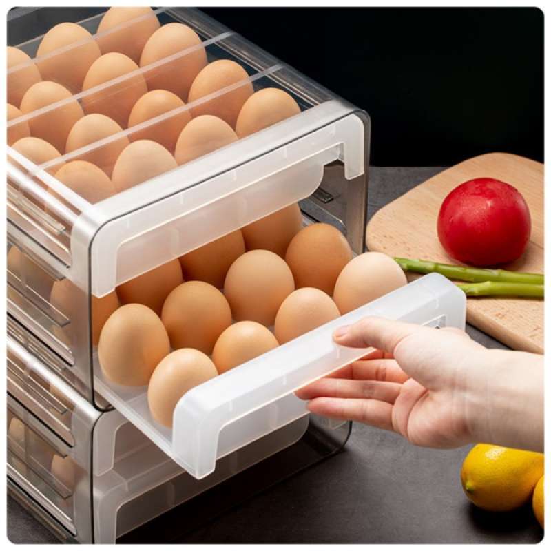 Jual Rak Telur Susun Laci Kotak Telur Tingkat Isi 32 Telur Premium Egg ...