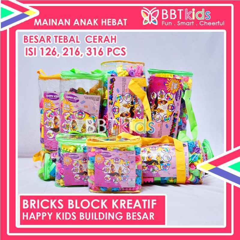 Jual Balok Susun Jumbo Bricks Block Kreatif Happy Kids Building Besar ...