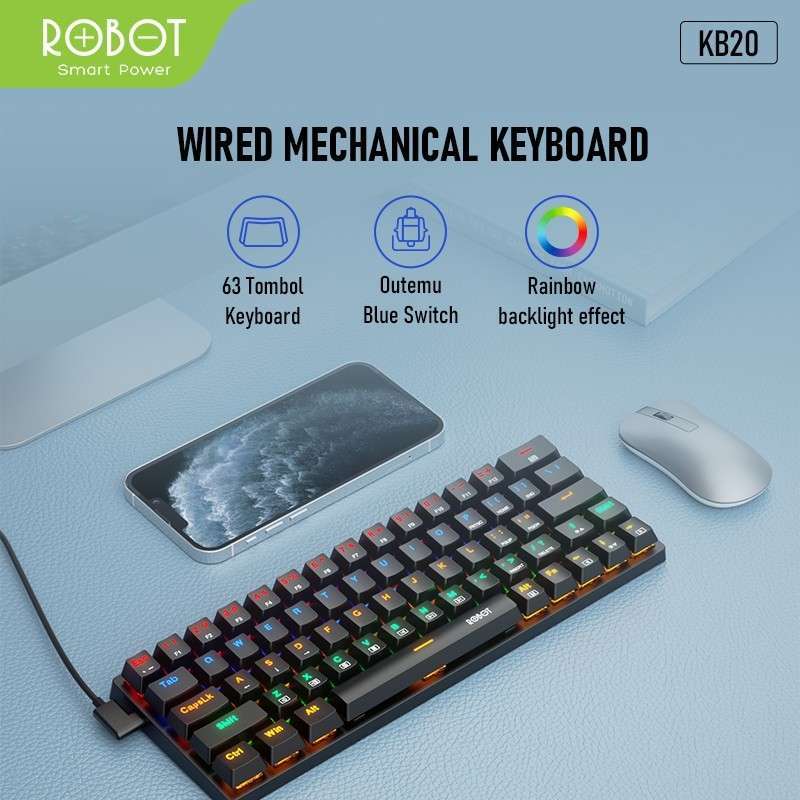 Jual Robot Kb20 Keyboard Rgb Gaming Wired Mechanical Blue Switch Port ...