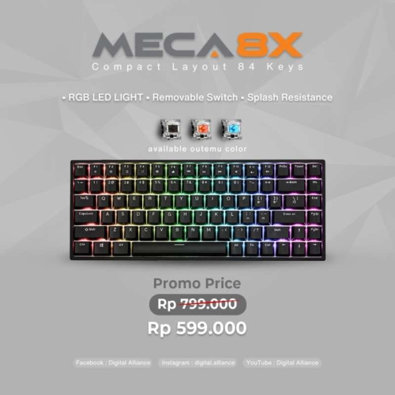 Promo Tanpa Merk Keyboard Digital Alliance Meca 8X RGB - Keyboard ...