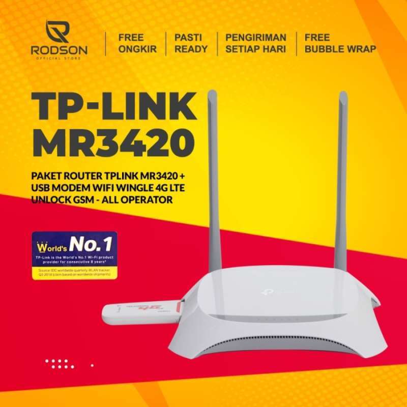 Jual Paket Router TP LINK MR3420 + USB Modem Wifi Wingle 4G LTE Unlock GSM di Seller NEW VISION ...