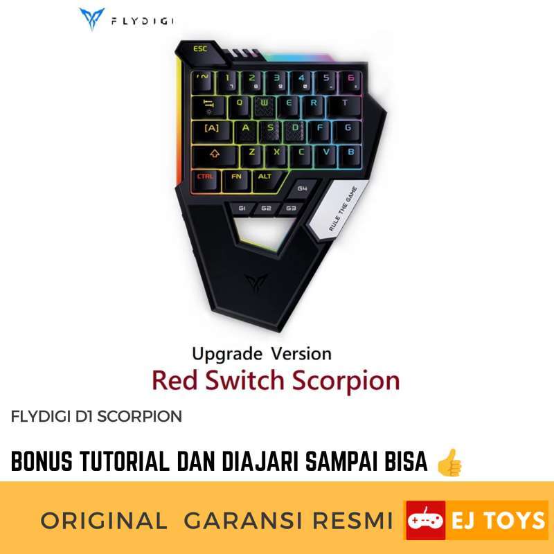 Jual EJ Toys Flydigi D1 Scorpion Red Switch One Hand Mechanical Gaming Keyboard PUBG Mobile CODM ...