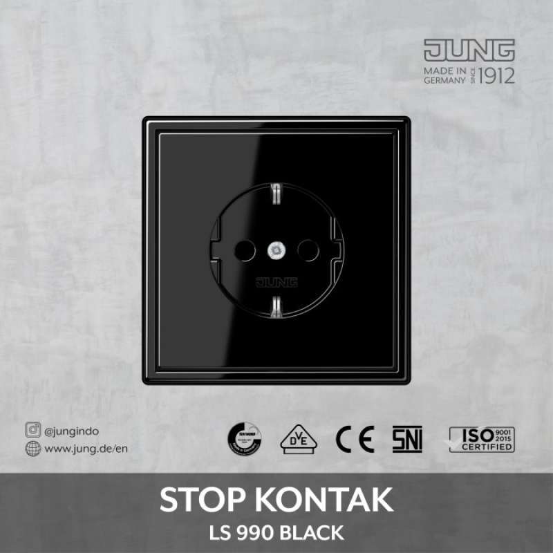 Promo JUNG LS 990 Suchko Socket / Stop Kontak - Black (Duroplastic ...