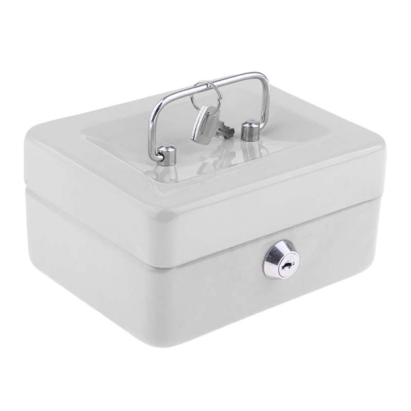 Jual Petty Cash Box Metal Security Money Safe Tray Holder Key Lockable with Keys - White di ...