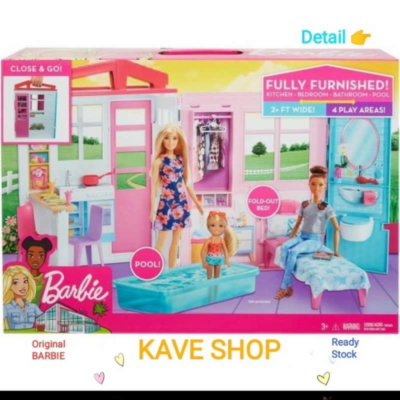 Jual Barbie Original MATTEL : Rumah Barbie Fully Furnished - CLOSE & GO ...