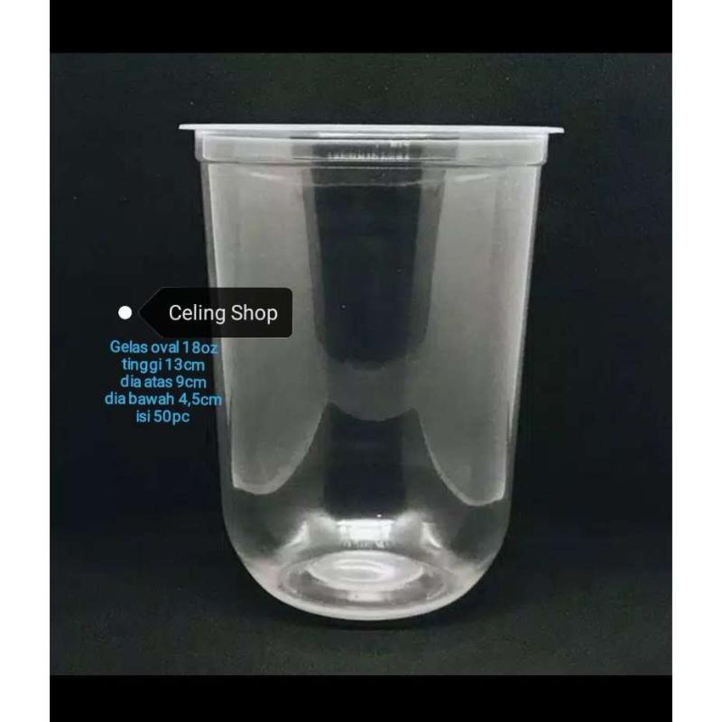 Promo gelas plastik OVAL 18oz cup bening besar thai tea - Bening Diskon ...