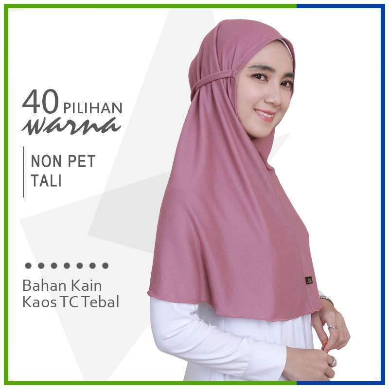Jual 40 Pilihan Warna! Jilbab Non Pet Tali Mazoya Hijab Kaos Khimar Maryam Kerudung Instan Bergo ...