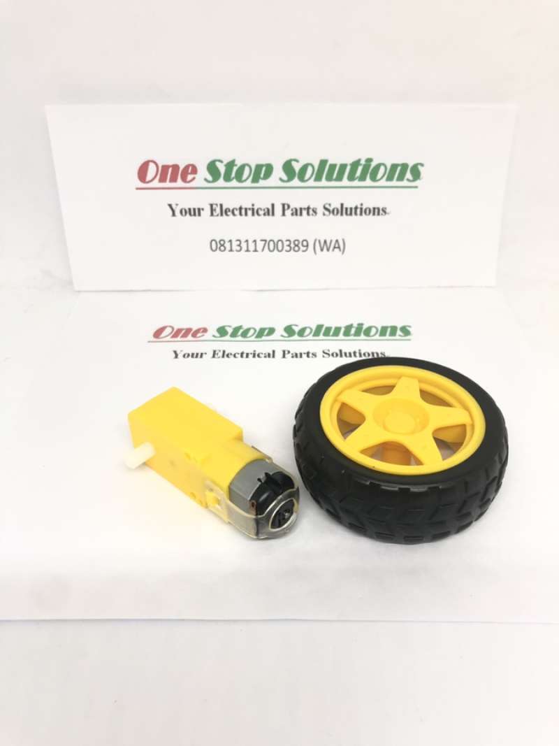 Promo MOTOR DC GEARBOX 3V - 6V KUNING + RODA UNTUK MOBIL - SMART CAR ...